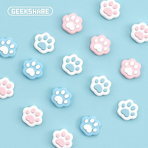 GeekShare Cat Paw Shape Thumb Grip Caps Soft Silicone Joystick Cover Compatible with Switch/OLED/Switch Lite,4PCS (Pink & Blue)