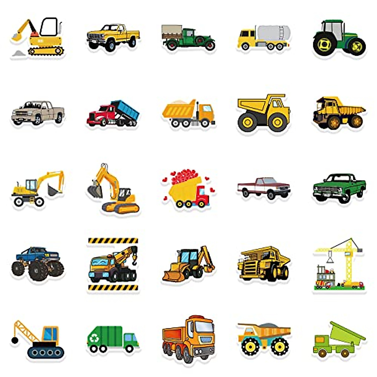 50pcs Transportation Vehicle Truck Stickers Decals for Kids Toddlers Boys Girls, Cartoon Vehicle Vinyl Stickers for Water Bottle Laptop Skateboard Car Helmet Luggage, Perfect Party Favors and Supplies