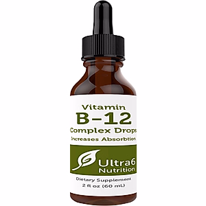 Ultra6 Nutrition Vitamin B12 Sublingual Liquid Drops - B12 Methylcobalamin Supplement Great for Energy & Tiredness - Vitamin-B Supplements for Women & Men - 90 Day Supply