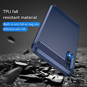 EUAGVQY for Samsung A50 Galaxy A50 Galaxy A50S Case Carbon Fiber Soft TPU Anti-Slip Durable Lightweight Protective Phone Cover for Samsung Galaxy A50（Blue）