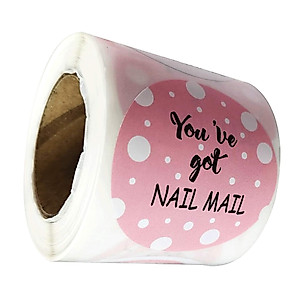 Pink Nail Mail Stickers 2 Inches Round Nail Mail Envelope Labels - 250 Pcs Nail Mail Labels Boho Rainbow Business Thank You Stickers for Color Street,Envelope Sticker,Shop Supplies,Packing Supplies