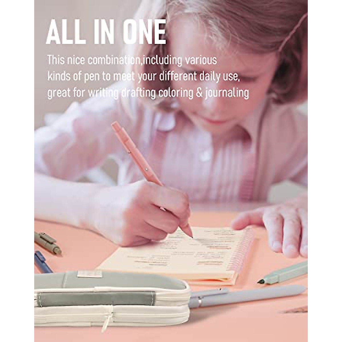 Nicpro 39 PCS Aesthetic School Supplies with Big Capacity Pen Case, 12 Colors Chisel Tip Cute Highlighters, 5 Quick Dry Retractable Black Ink Pens, 6 Pastel Mechanical Pencil 0.5 & 0.7 mm for Students