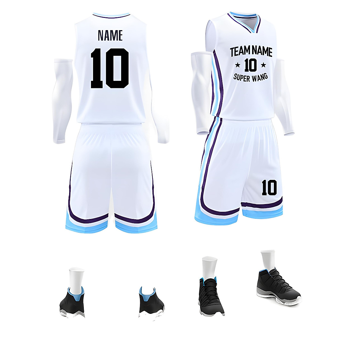 DVGEY Custom Basketball Jerseys Any Name Number Team Logo - Basketball Jerseys for Men/Women/Boys/Kids/Adult -Quick Dry Basketball Uniform-White