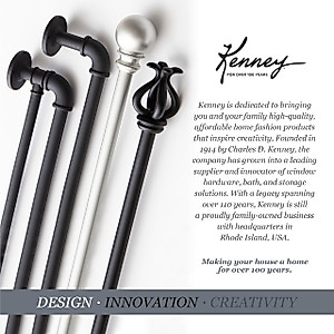 Kenney Chelsea 5/8" Standard Decorative Window Curtain Rod, 48-86", Black