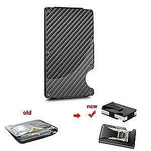 Carbon Fiber Wallet, ARW Metal Money Clip Wallet, RFID Blocking Minimalist Wallet for Men Aluminum Slim Cash Credit Card Holder