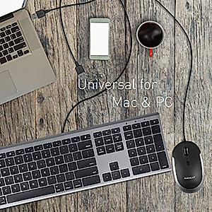 Macally Silent Wired Mouse - Slim & Compact USB Mouse for Apple Mac or Windows PC Laptop/Desktop - Designed with Optical Sensor & DPI Switch - Simple & Comfortable Wired Computer Mouse (Space Gray)