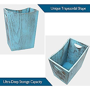 Honest Wood Trash Can,Rustic Farmhouse Style Wastebasket Bin with Handle for Living Room,Bedroom,Bathroom,Kitchen,Office(Blue)