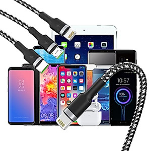 100W USB C Multi Fast Charging Cable, 10FT 5-in-1 PD 66W USB/C to USB C/Micro USB/MFi Certified iPhone Charging Cord Braided Fast Charging Cord Universal Sync Charger Adapter for iPhone/Android/Phone