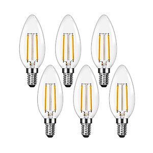 Lepro E12 LED Bulbs B11 C35 Chandelier Light Bulb Filament LED Candle Bulbs, Dimmable 5.5 watt 60W Equivalent, 500 Lumen 2700K Warm White, Ceiling Fan Bulb Candelabra Bulbs, Pack of 6