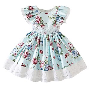 MITUN SEMI Toddler Baby Girls Pageant Christmas Halloween Midi Dress Tutu Party Gown Blue 3-4T