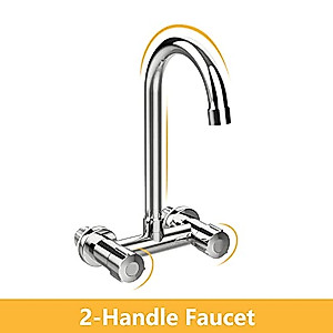 VINGLI Commercial Hand Wash Sink Stainless Steel Bar/Prep Sink with Side Splash Guard, Wall Mount Utility Sink with Faucet, Heavy Duty Hand Washing Basin for Restaurant, Home Kitchen 17W x 15D x 14H