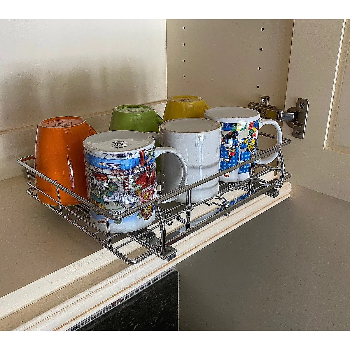 FILTREN Set of 2 Large Pull Out Organizer, Expanding Sliding Cabinet Drawer with Black Liners 30x20x4 in.