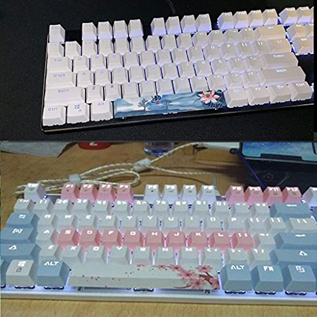 Spacebar Keycap, 5-Side Dye-subbed PBT Spacebar Keycap 6.25U Cherry Profile Keycap for DIY Mechanical Gaming Keyboard
