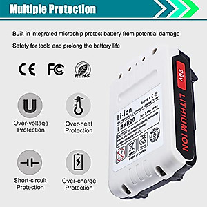 KUNLUN 2-Pack Replace Battery for Black and Decker 20V Lithium Battery 3000mAh, Replacement for Black & Decker 20 Volt Max LB20 LBX20 LBXR20 LB2X4020 LBXR2020 LST220 Battery