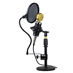 Nady MPF-6 6-Inch Clamp On Microphone Pop Filter with Flexible Gooseneck and Metal Stabilizing Arm