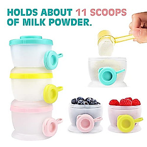 Zooawa Baby Formula Dispenser, Non-Spill Stackable Milk Powder Formula Container Christmas Formula Holder Snack Fruit Biscuits Storage for Travel, On-The-Go, BPA Free, 3 Compartments