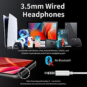 Wired Earbuds with Microphone, Kimwood Wired Earphones in-Ear Headphones HiFi Stereo, Powerful Bass and Crystal Clear Audio, Compatible with iPhone, iPad, Android, Computer Most with 3.5mm Jack(Clear)