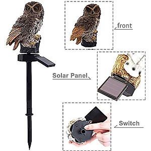 Owl Solar LED Light Garden Solar Light Outdoor Decoration Resin Pile Garden Lawn Path Yard Decoration (Brown)