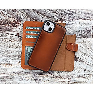 VENOULT Leather Wallet Case Comptible with iPhone 15 Pro MAX Man or Women, 15 Pro / 15 Plus 14 Pro / 13/12 and All Genuine Leather, 4 Card Holder Folio Cover, Wireless Charge, Kick Stand, ID Window