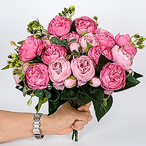 XONOR 4 Packs Artificial Peony Silk Flowers Fake Glorious Flower Bouquets for Wedding Party Bridal Home Decoration