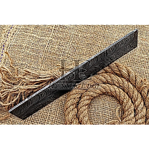 HUNTEX Newly Designed Gorgeous Custom Hand-Forged Feather Pattern Damascus Steel 12 x 2 Inch Long 256 Layers Untempered DIY Blank Blade Billet Strip for Knife Making