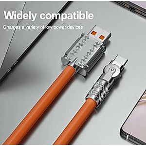 Chubby Gamer 180 Rotating Fast Charge Cable, 180° Rotating Fast Charge Cable, USB to C Durable to Avoid Breakage, Flexible Rotary Connector Thick Rubber Safety Charging (1.8m-Blue, for iPhone)