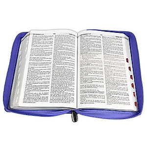 Biblia Bilingue Reina Valera 1960 King James Version KJV Imitacion Piel Morado Con Indice Zipper