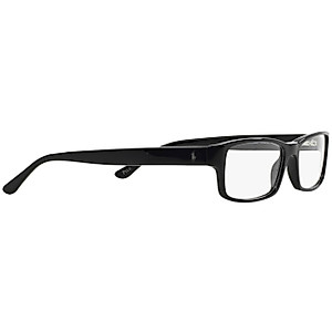 Polo Ralph Lauren Men's PH2065 Rectangular Prescription Eyewear Frames, Shiny Black/Demo Lens, 58 mm