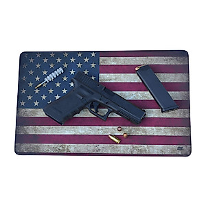 Rogue River Tactical Tattered USA American Flag Gun Cleaning Mat Bench Pad Gift for Gun Owner Patriotic