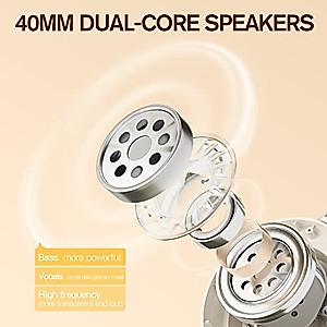 iKF-T1 Pro Wireless Wired Headphones Call Noise Cancelling Bluetooth Headset Bass Stereo Sound 100 Hours Using Time Built-in Microphone Pairing 2 Devices Compatible iOS/Android (Off-White)