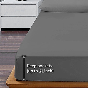 EaseHome Grey Full Size Sheets -Deep Pocket to 18 inches Mattress 4 Piece - Premium Bedding Sheets & Pillowcases Collection-Extra Soft