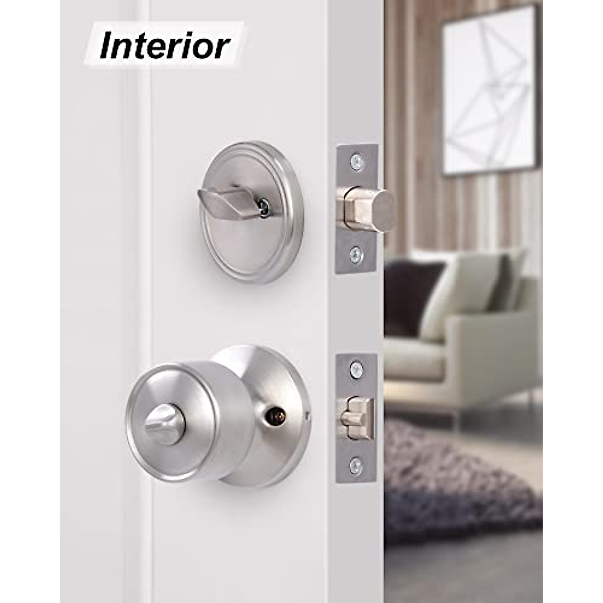 Lanwandeng 2 Sets Keyed Alike Entry Door Knobs and Single Cylinder Deadbolt Lock Combo Set Security for Entrance and Front Door, All Keyed Same Door Lock with Classic Satin Nickel Finish