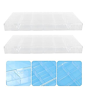 FOMIYES 2pcs 24 Grids Clear Plastic Jewelry Box Organizer Storage Container with Dividers Earring Storage Box Jewelry Divided Storage Case