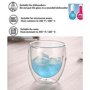 Espresso Cups, Glass Cups Shot Glass Coffee Espresso Cups Cafecito Cups Double Wall Thermo Insulated Glass ,80 ML/2. 7 Ounce,Set of 4