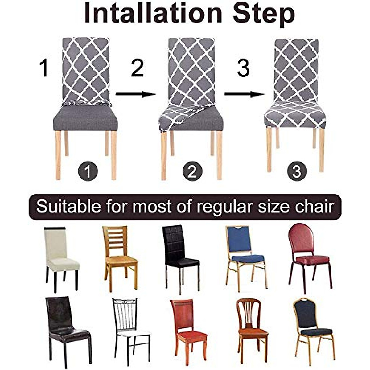 Spandex Geometry Chair Cover Dining Elastic Chair Covers Spandex Stretch Elastic Office Chair Case Anti-Dirty Removable E16 2 pcs