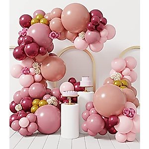 SUWEN 139PCS DIY Dusty Pink Balloon Garland Arch Kit Rosewood Dusty Rose Latex Balloon Decorations for Retro Wedding Bridal Engagement Baby Shower Anniversary Birthday Party Decor