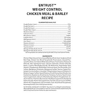 ENTRUST Weight Control Dog Food | Real Chicken & Barley | Enriched with Super Foods, Antioxidants and Probiotics | No Wheat or Soy | 20 Pound Bag