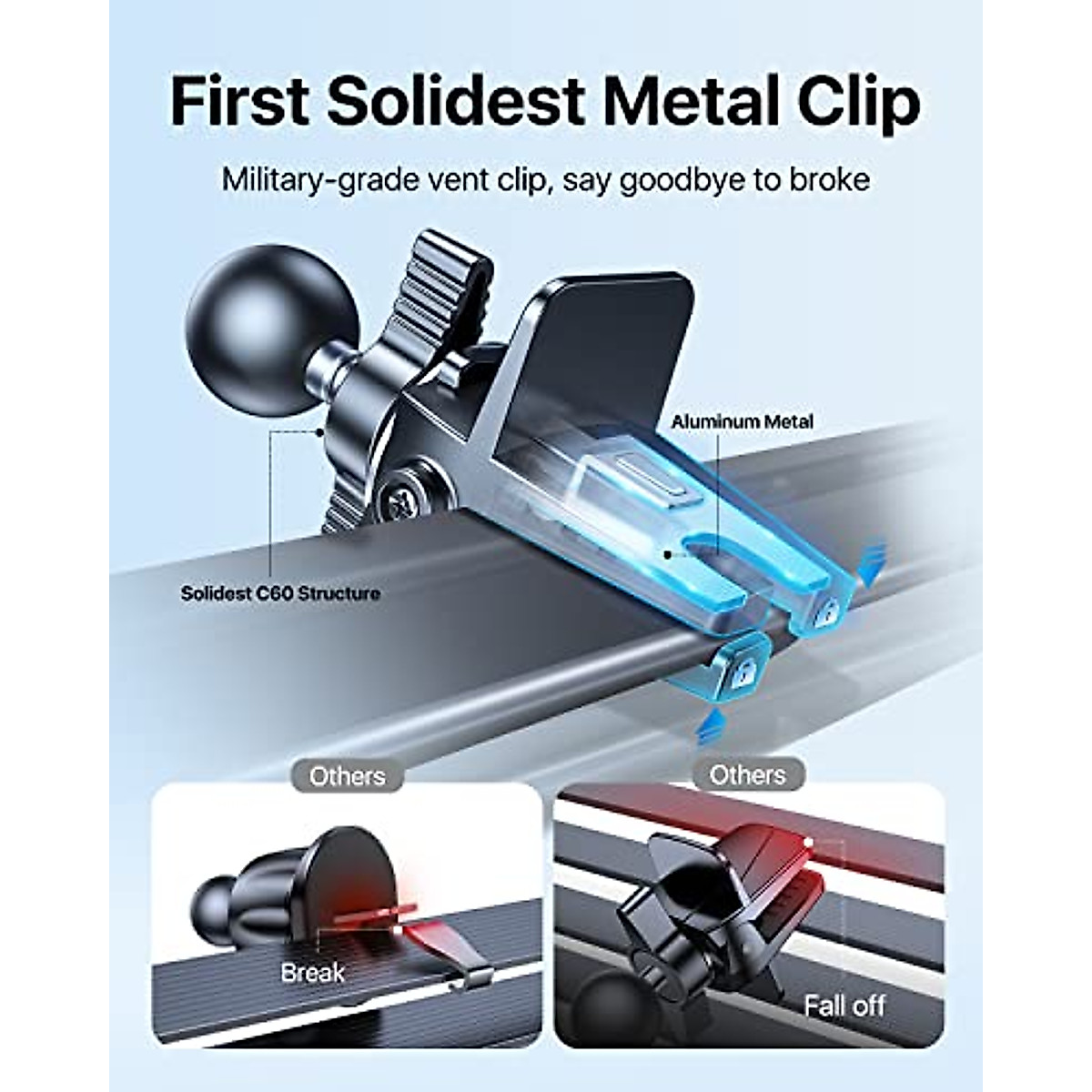 andobil Car Phone Holder Mount [2023 Upgraded] Smartphone Air Vent Holder Easy Clamp Hands-Free Compatible with iPhone 11 12 13 14 Pro Max 6 7 8 X XR XS SE Samsung Galaxy S23 Ultra S22 S21 Note 20