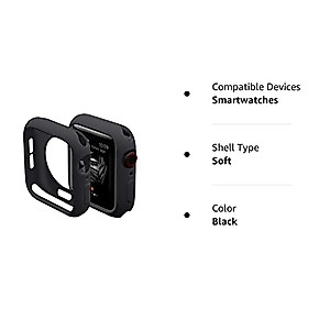 Hontao Ultra Thin Soft TPU Shockproof Bumper Case for iWatch Apple Watch Series SE 6/5/4 Black 44mm