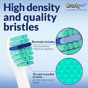 Brushmo Replacement Toothbrush Heads Compatible with Philips Sonicare E-Series Essence HX7022/66 and Other Screw-on Electric Toothbrush Models, BM716, Compact Size, 6 Pack