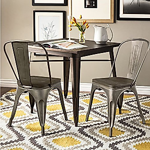 Furmax Metal Dining Chair Indoor-Outdoor Use Stackable Chic Dining Bistro Cafe Side Metal Chairs Set of 4(Gun)