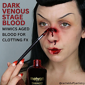Mehron Makeup Stage Blood | Realistic Fake Blood For Halloween | Stage Blood Makeup | Made in the USA | Washable Fake Blood for Special FX, Stage & Screen, Halloween, & Cosplay (4.5) (Dark Venous)