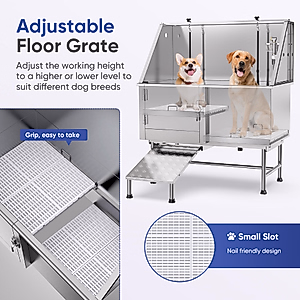 Flying Pig 50" Stainless Steel Pet Dog Grooming Bath Tub with Walk-in Ramp & Accessories (Left Door/Right Drain)