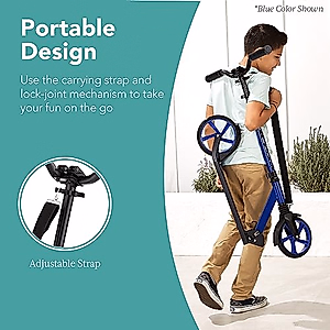 Best Choice Products Kids Height Adjustable Kick Scooter for Ages 8+, Teen, Adult, Outdoor Play w/Carrying Strap, Non-Slip Deck, Kickstand, Mud Guards, 220lb Capacity - Black