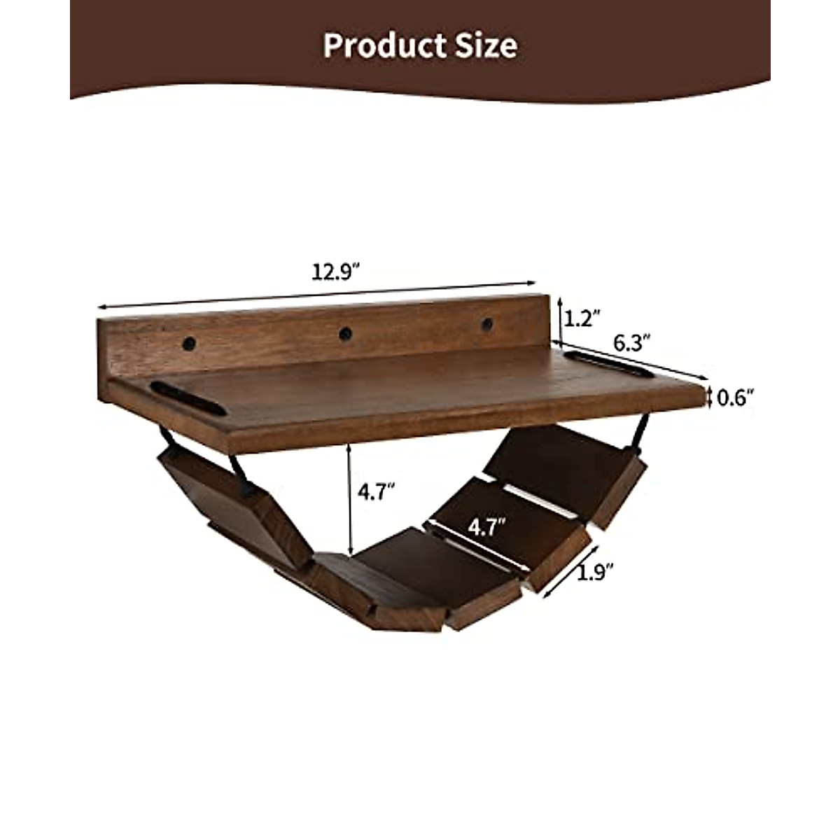 Sivapleso Floating Nightstand Set of 2, Wood Wall Mounted Nightstand Desk Bedside Tables Floating Shelves with Hammock Rustic Decor for Living Room, Bedroom, Kitchen, Office