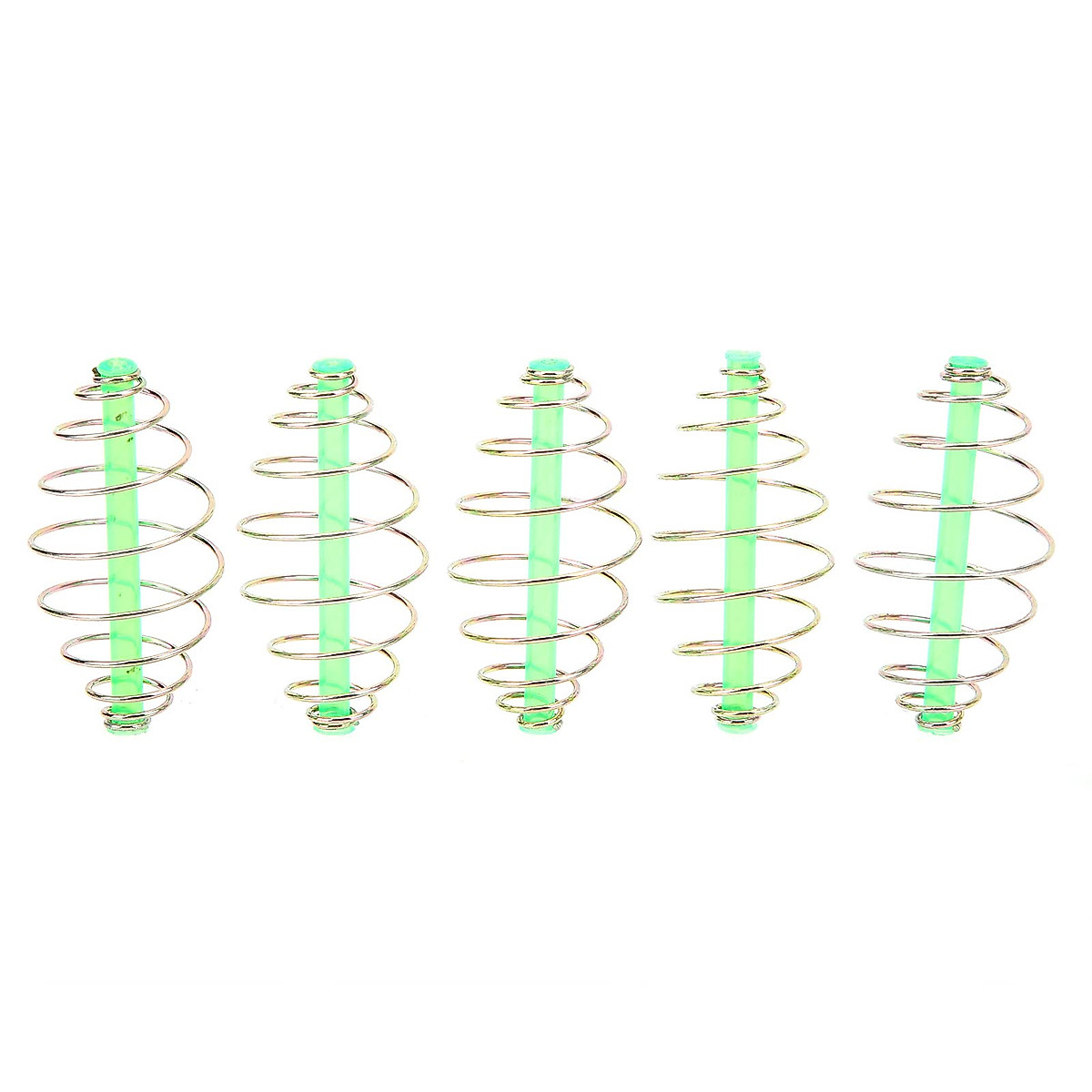 Alomejor 10PC Bait Thrower Fishing Feeder Spring Coil Inline Feeder Coil Inline Metal Bait Thrower Feeder Fishing Tackle(M)