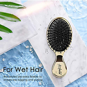 Hair Brush-Sofmild Mini Bristle Hairbrush with Nylon Pins+Travel Size Detangler Oval Hairbrush For Men Women And Kids,Convenient To Carry-2Piec