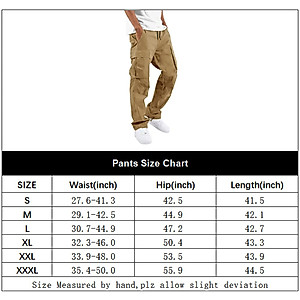 THWEI Mens Cargo Pants Casual Joggers Athletic Pants Cotton Loose Straight Sweatpants Brown L