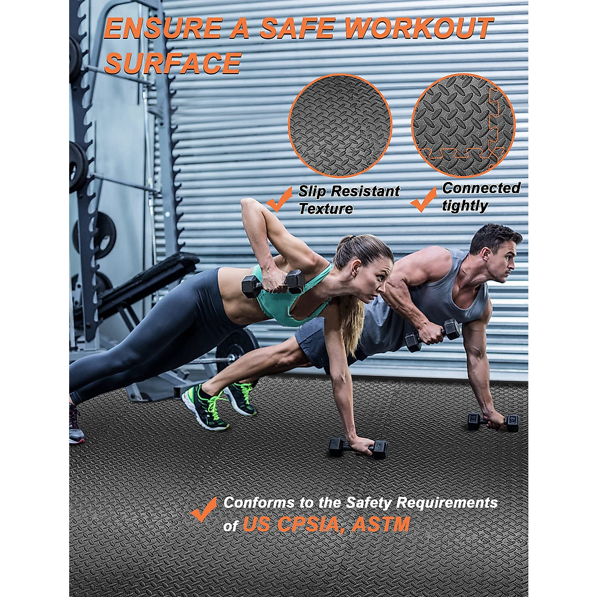 innhom 12 Tiles, 46 SQ. FT Gym Mat Exercise Mat Puzzle Foam Mats Gym Flooring Mat Interlocking Foam Mats with EVA Foam Floor Tiles for Gym Equipment Workout Mat, Black