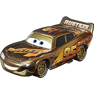 Disney Cars Golden Die-Cast Lightning McQueen 1:55Scale Movie Character for Racing and Storytelling Fun, Gift for Kids Age 3 Years and Older
